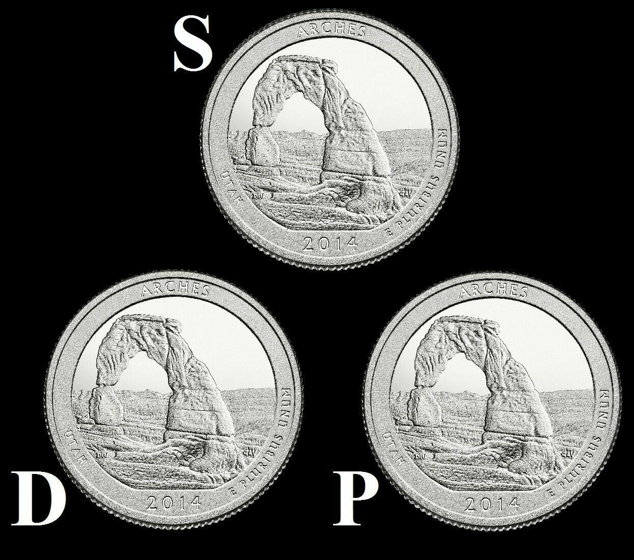 2014 D,P,S Arches National Park Quarters Utah "Brilliant Uncirculated ...