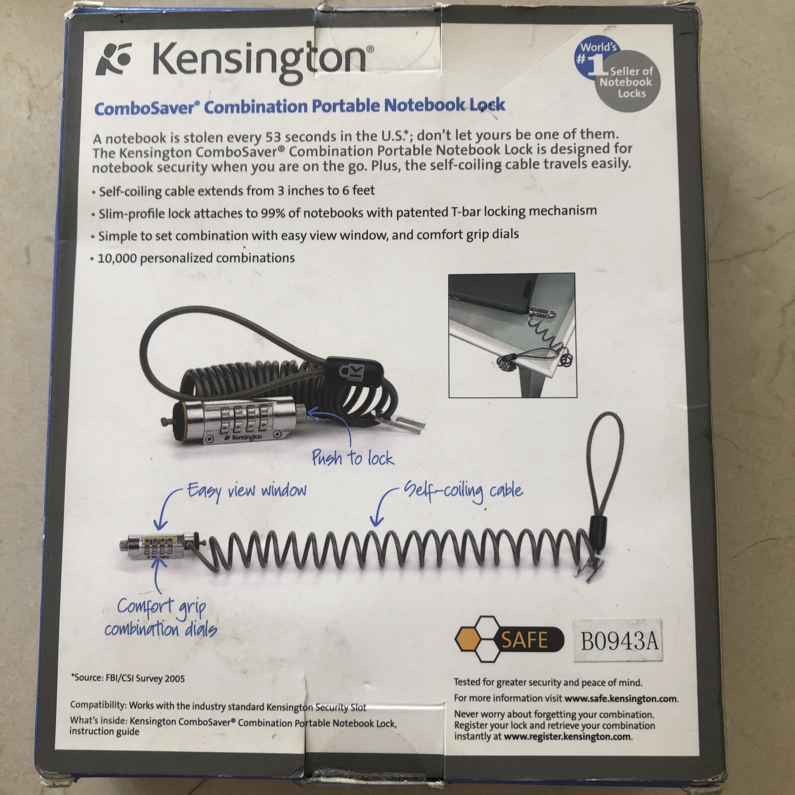 Kensington - Laptop Lock - Combosaver Combination Portable Notebook ...