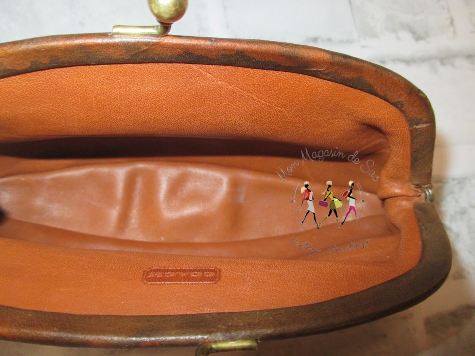 Vintage Coach British Tan Leather Utility Purse Kiss Lock Coin Purse ...