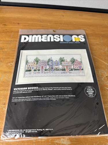 Dimensions Counted Cross Stitch Kit 3650 Victorian Houses Vintage 1988 ...