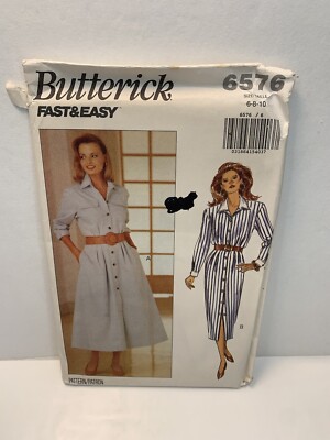 Butterick 6576 Misses Easy Shirt Dress Sewing Pattern 6-10 *Uncut* | eBay
