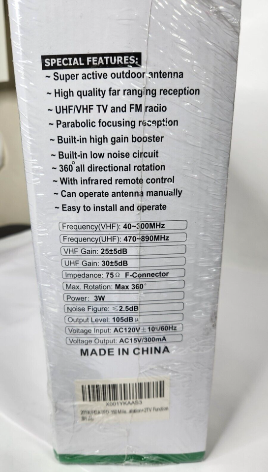 FA-2608C+Pole+60FT RG6 Amplified Outdoor HDTV Antenna | eBay