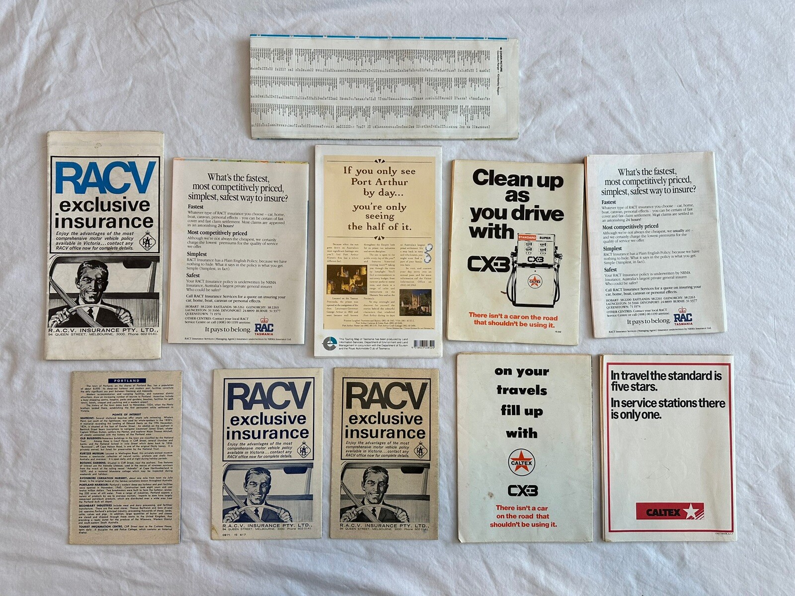 11 X RAC Touring District Road Maps Tasmania Victoria Western Australia ...