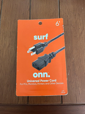 surf onn. Universal Power Cord For PC’s, Monitors, Printers & Other 6 ...