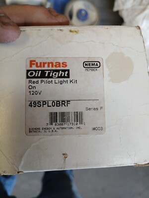 furnas 49SPL0BRF RED ON PILOT LIGHT KIT 120V NEMA 4,12 BRAND NEW IN BOX ...