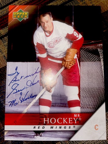 GORDIE HOWE NHL HOCKEY UPPER DECK PROMO CARD AUTOGRAPH DETROIT RED ...