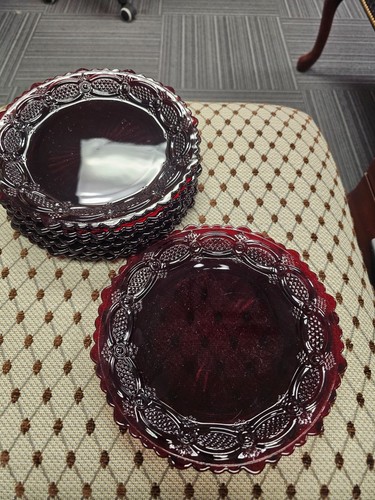 Avon vintage ruby red cape cod plates set of 7 | eBay