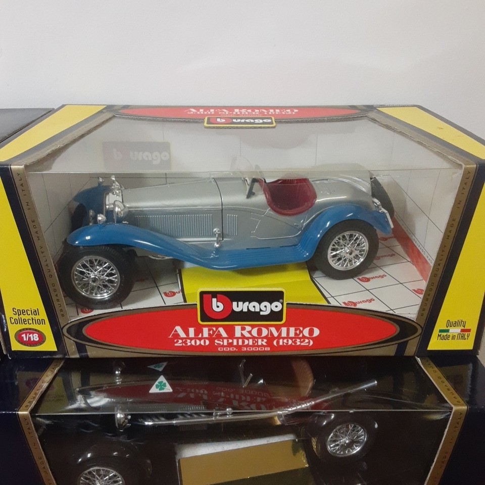 Lot 6 Burago 1/18 Diecast Bugatti Type 59 - Alfa 2300 Spider - SC Monza ...