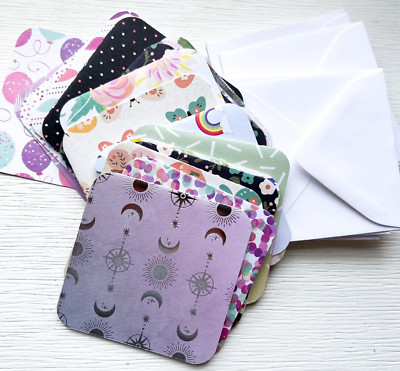Handmade Note Cards Set of 20 3x3 Square Cards with Envelopes | eBay