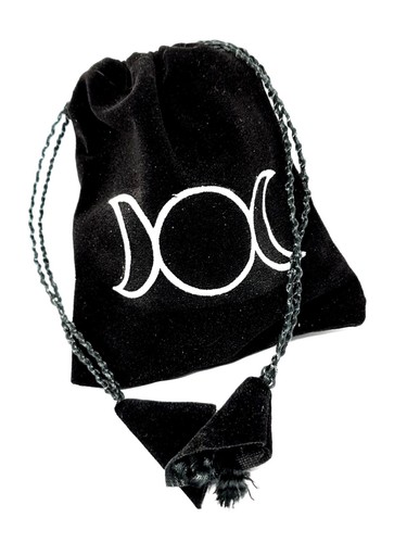 Velvet Gift Bag Triple Moon Goddess Black Jewellery Pouch Drawstring ...