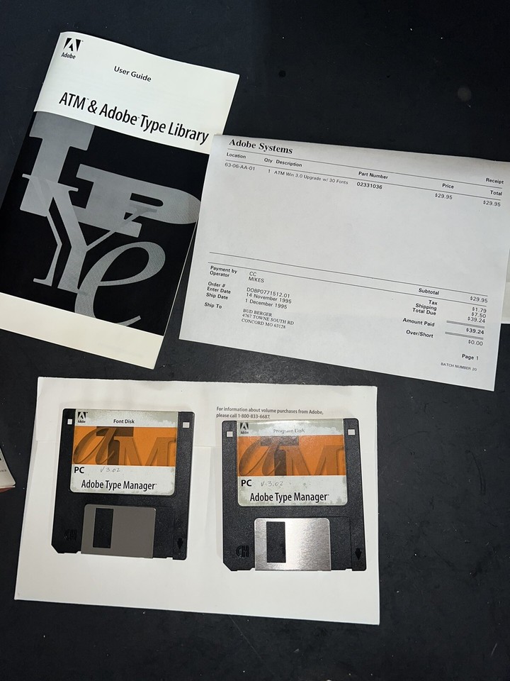 Adobe Type Manager version 3.0 for Windows on 3.5” Disks | eBay