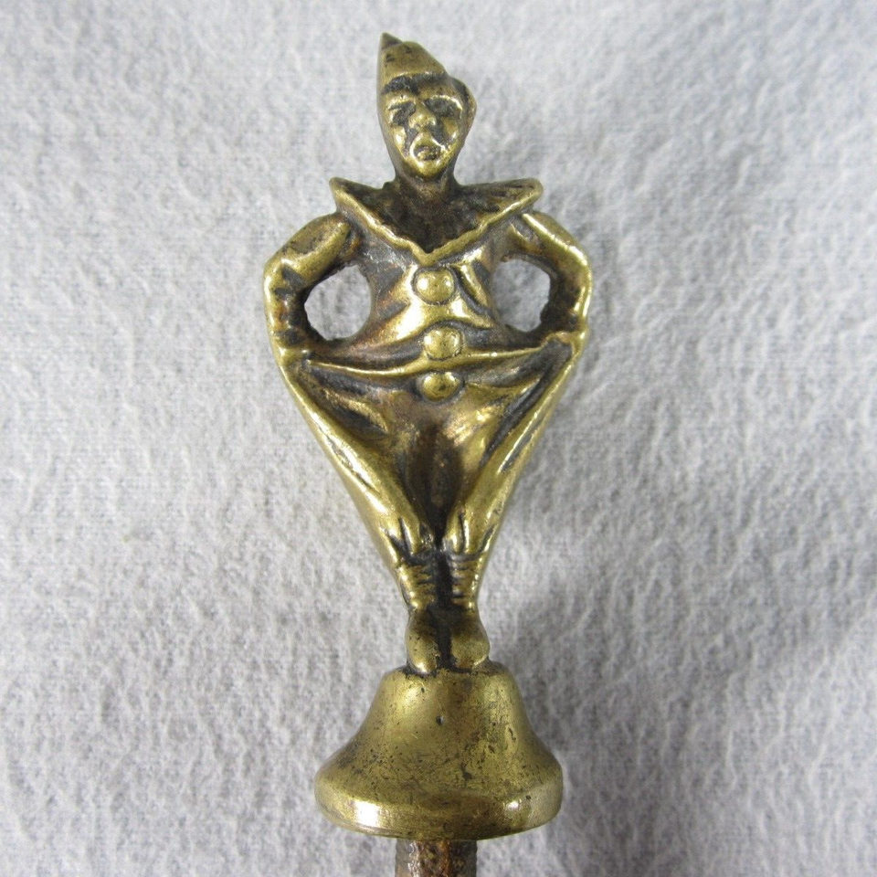 Vintage Brass Harlequin Clown Figure Wood Screw Figural Furniture Clock ...