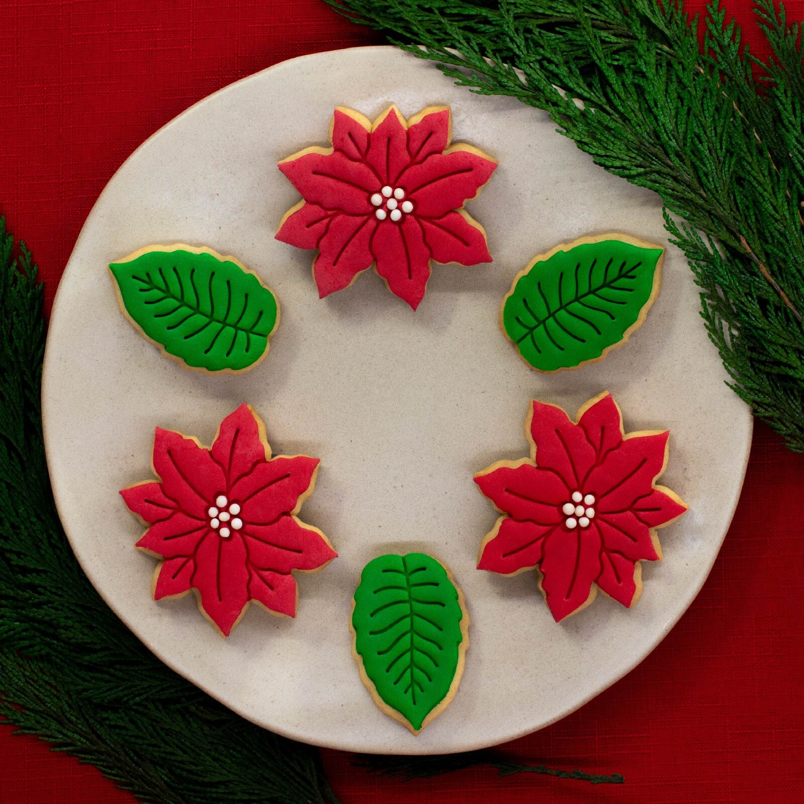 Set of 2 Poinsettia Flower Leaf cookie cutters -Merry Christmas floral ...
