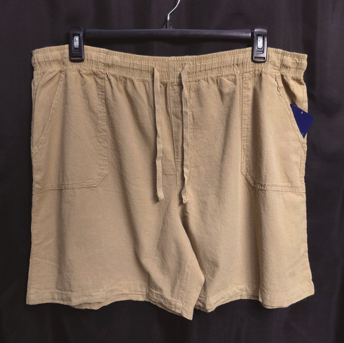 XXL BASIC EDITIONS 100% COTTON WOVEN PULL-UP DRAWSTRING KHAKI SHEETING SHORTS | eBay
