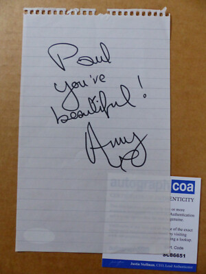AMY WINEHOUSE signed Autograph 8x5 autographed Paper ACOA COA | eBay