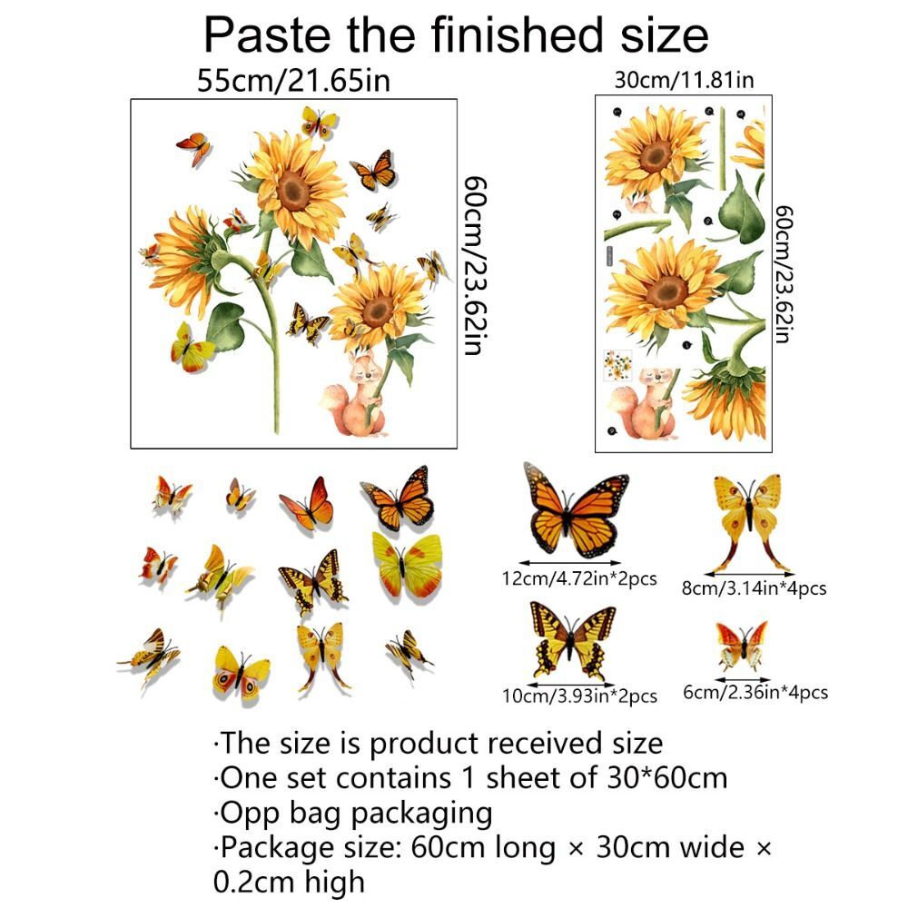 Peel and Stick Removable Wall Decal Wall Stickers Flower Butterfly ...