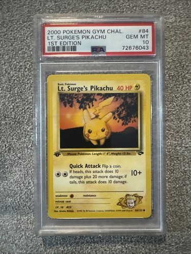 Pokemon TCG - Lt. Surge’s Pikachu (084/132), Gym Challenge, 1st Edition ...