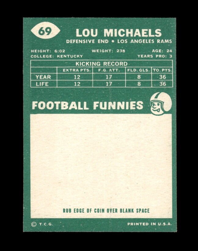 1960 Topps Set-Break # 69 Lou Michaels RC NR-MINT *GMCARDS* | eBay