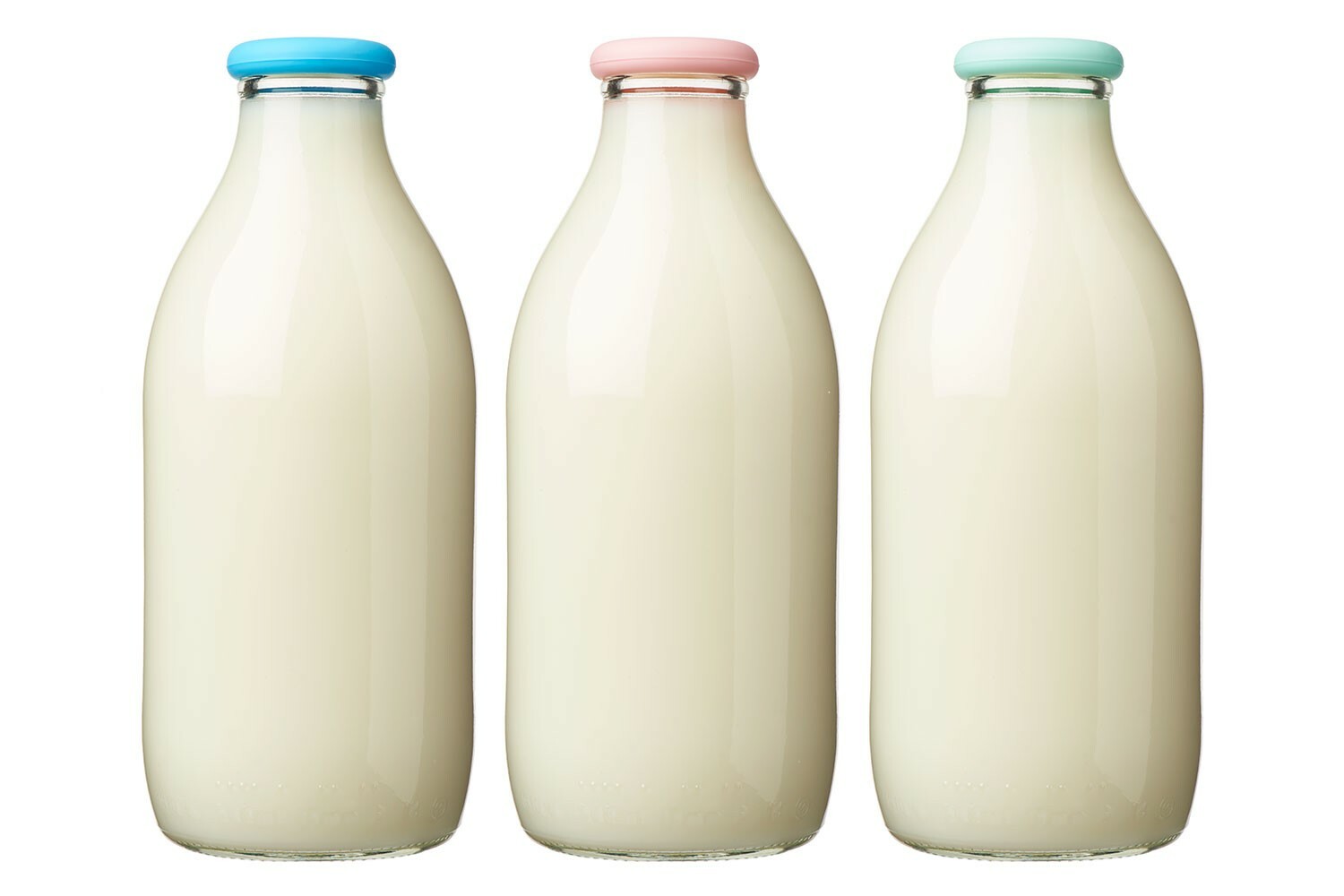 MOOPOPS - Mixed 3 pack of reusable silicone 1 pint milk bottle tops ...