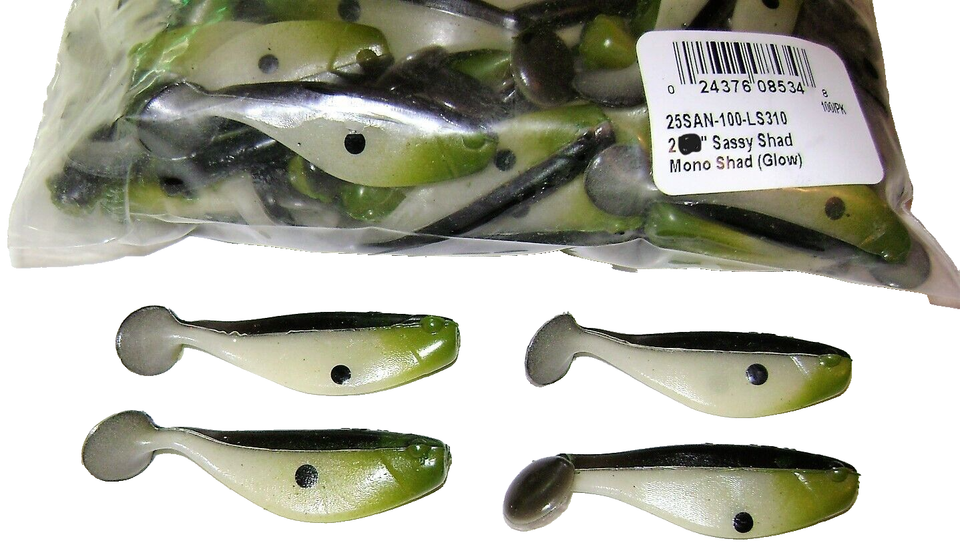 400 MISTER TWISTER SASSY SHAD LURES 2 INCH NATURE RAINBOW BLOODLINE ...
