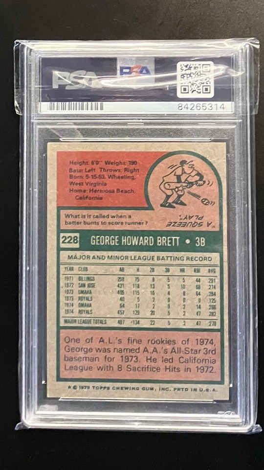 1975 Topps - #228 George Brett Rookie Card AUTO PSA/DNA | eBay
