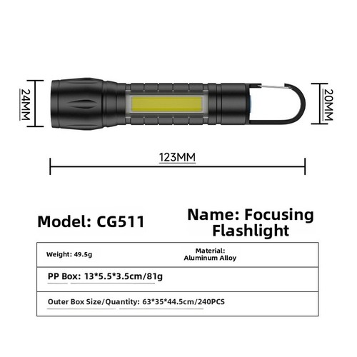 LED Zoom Light Wide To Narrow Beam USB Charging Port Compact Portable ...