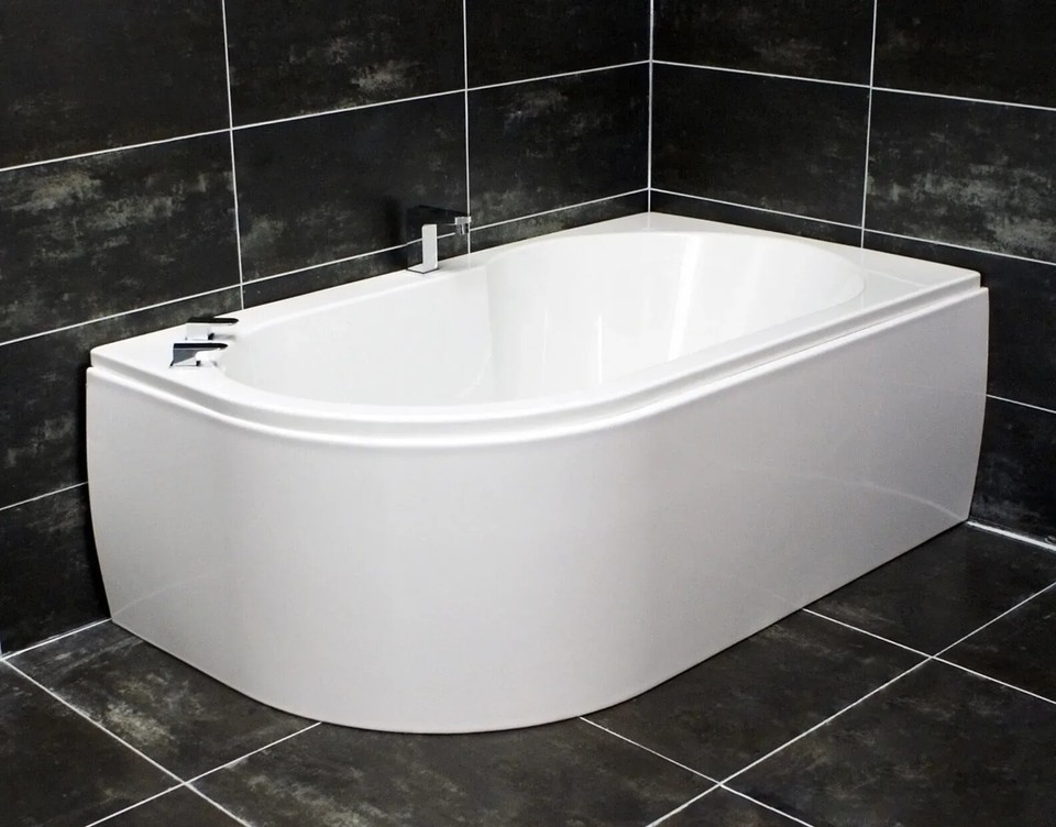 Offset Corner Bath Acrylic 1550 x 900mm White Left or Right Hand ...