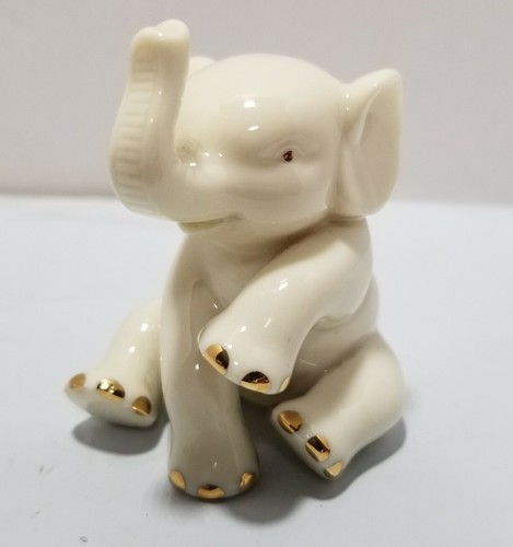 Lenox China Small Good Luck Trunk Up Elephant Figurine Gold Trim 2.5"×2 ...