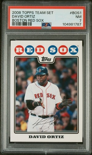 2008 TOPPS BASEBALL TEAM SET BOSTON RED SOX DAVID ORTIZ #BOS1 PSA NM-7 ...