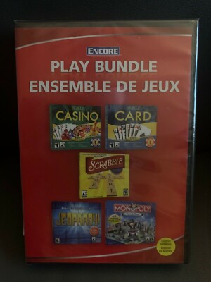 New Sealed Encore PC Play Bundle Hoyle Casino Card Scrabble Jeopardy ...
