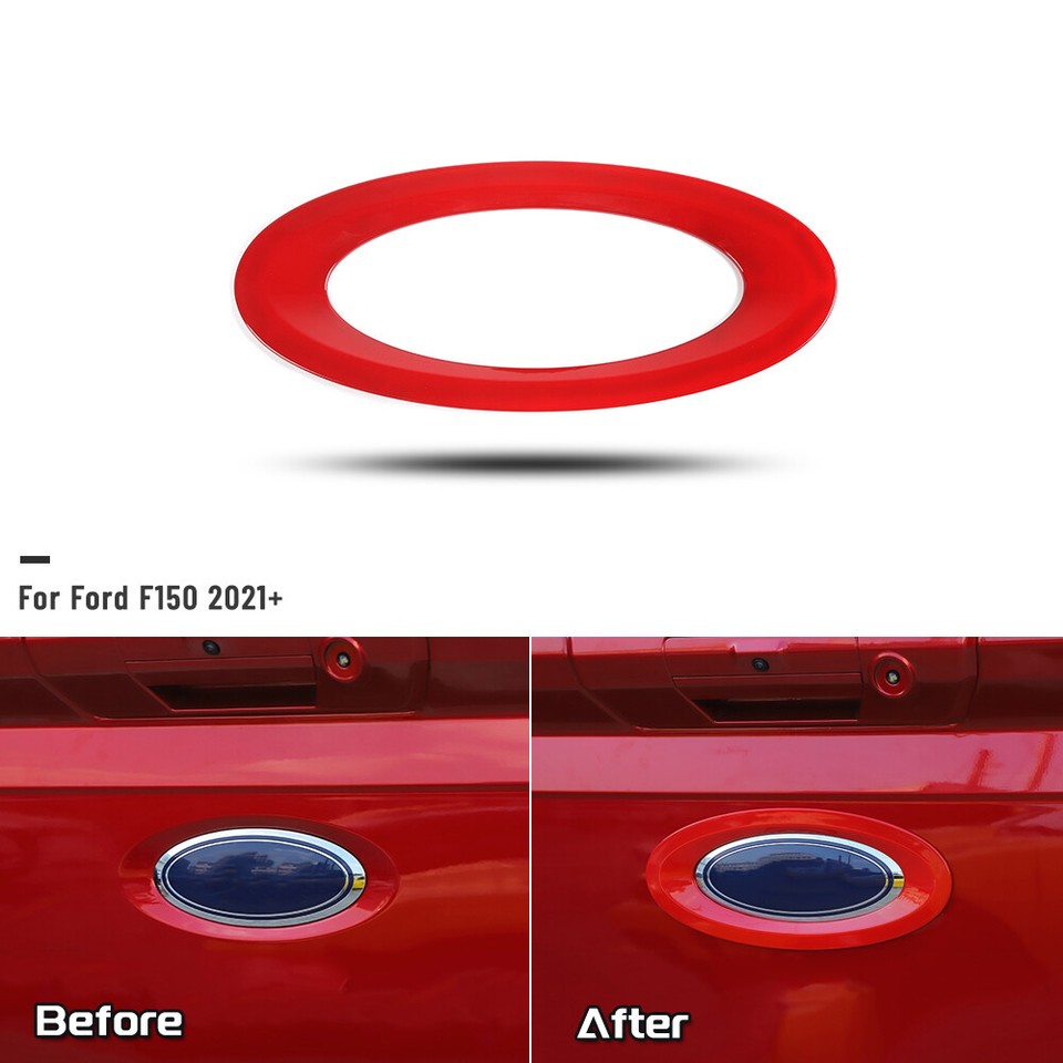 Red Rear Car Logo Emblem Badge Ring Trim Decoration for Ford F150 2021 ...