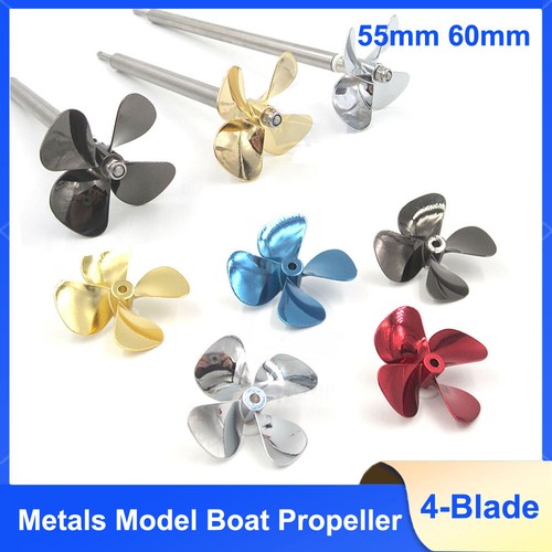 Model Boat 4-Blade Zinc Metals Propeller 5 Colors 55mm 60mm for RC Boat ...