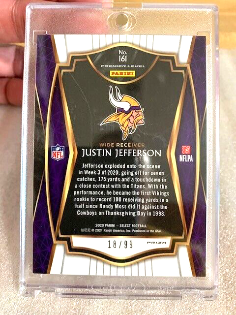 2020 JUSTIN JEFFERSON SELECT LIGHT BLUE PRIZM RC #18/99 (JERSEY #18 ...