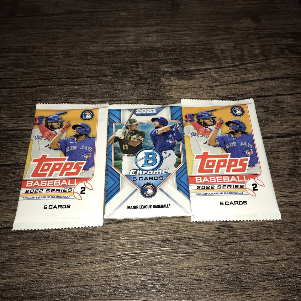 2021 Bowman Chrome Baseball 5 Card Pack &(2)2022 Topps Series 2--5 Card ...
