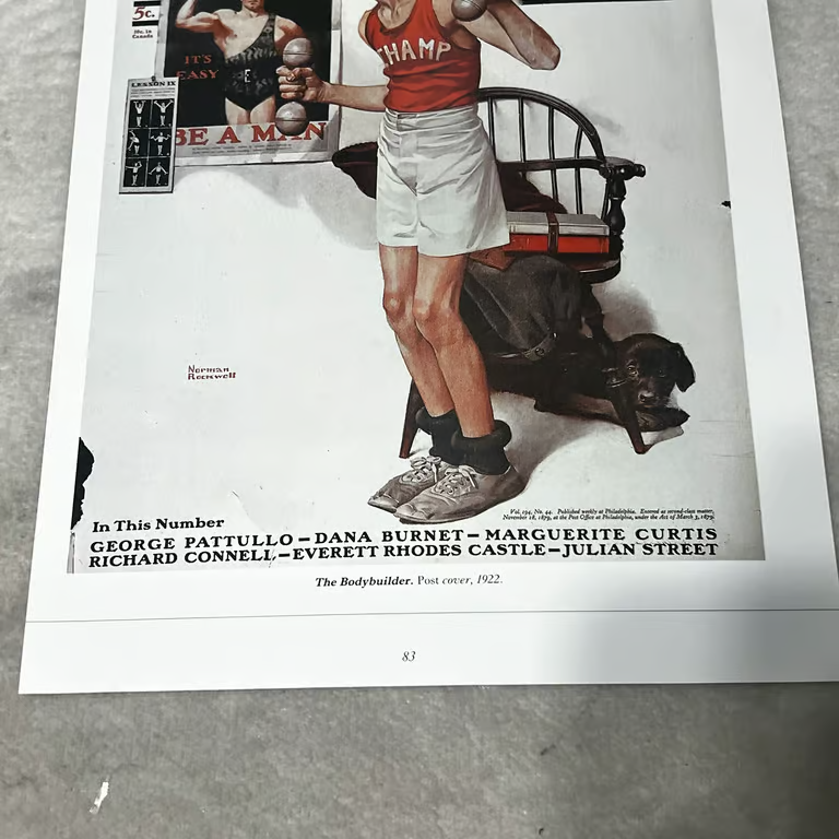 Vintage Art Book Plate Illustration The Bodybuilder Norman Rockwell J ...