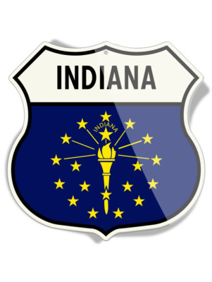 State Flag of Indiana - Shield Shape - Aluminum Sign - Made in the USA ...