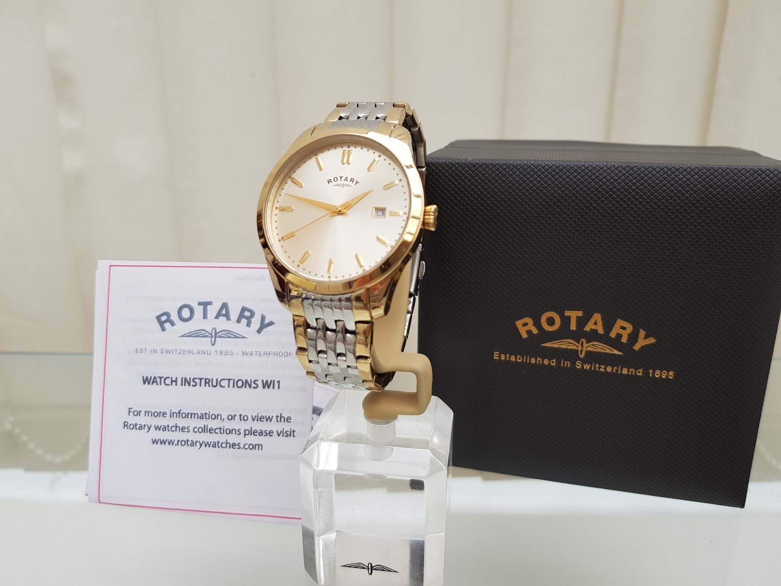 ROTARY Mens Watch Two tone Bracelet Champagne dial Slim Lightweight RRP ...