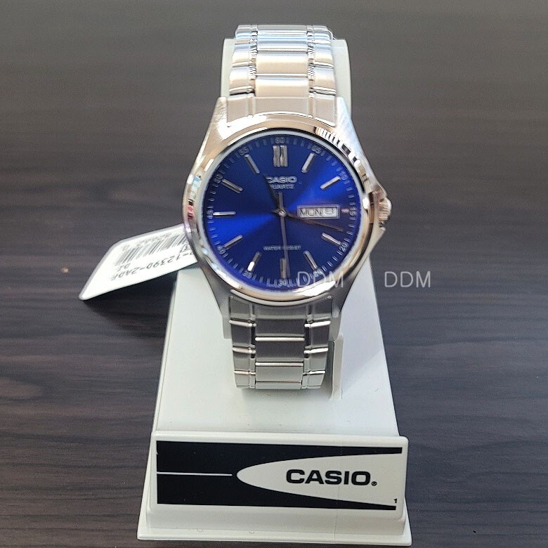 Casio Analog Silver Blue Metal Band Men Watch Original New MTP-1239D-2A ...