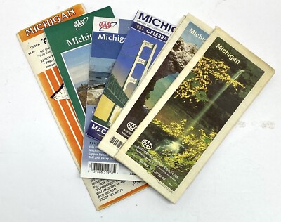 Lot Of 6 Vintage Michigan Maps AAA & Flip Grand Rapids Traverse City ...