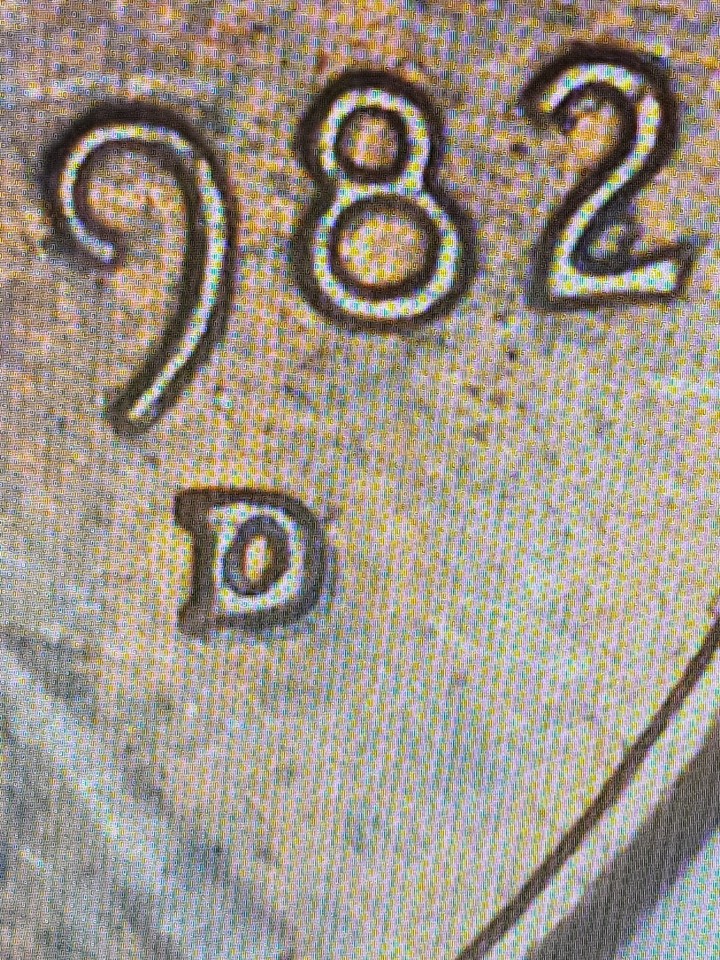 1982 D Lincoln Memorial Cent Penny with "RPM" D over D Mint Mark "Small ...