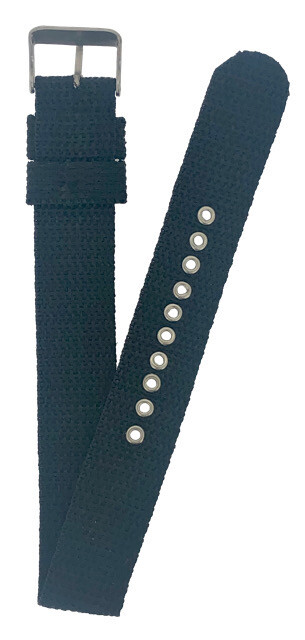 Black One-Piece Nylon Sports Fabric Thread Through Watch Strap 16/18/20 ...