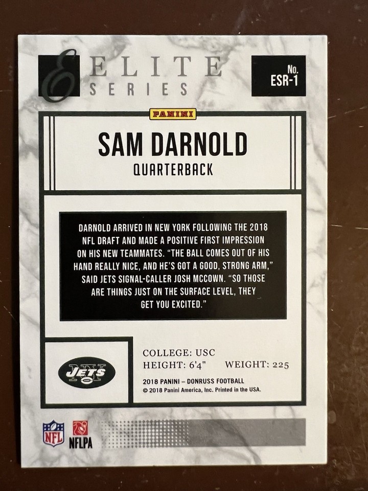 2018 Donruss ELITE SERIES ROOKIE #ESR-1 - SEATTLE QB SAM DARNOLD ROOKIE ...