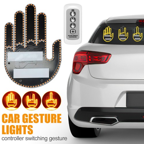 Finger Gesture Light with Remote Car Back Window Sign Funny Middle ...