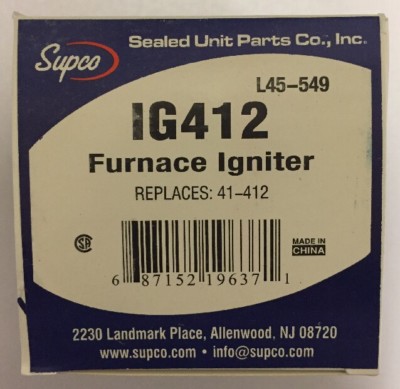 SUPCO UNIVERSAL FURNACE IGNITER IG412 | eBay