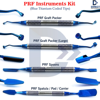 Dental PRF Instruments Kit Implant Surgery Blue Titanium Bone Spoon ...