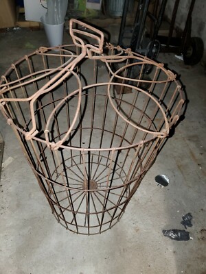 PRIMITIVE METAL TRASH CAN CARRIER with HANDLES VINTAGE ANTIQUE 33" | eBay