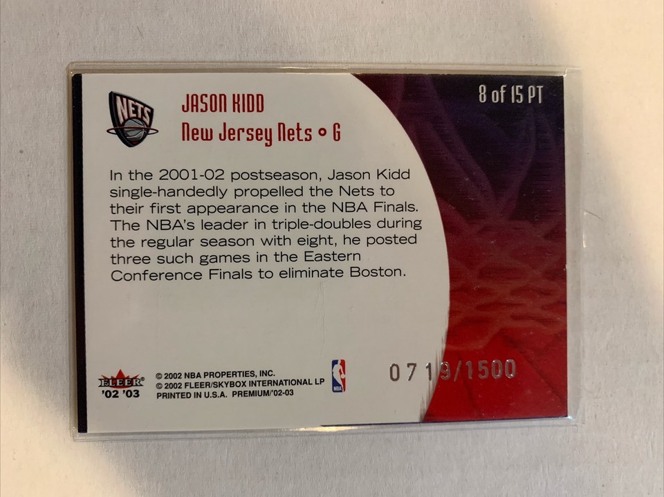 JASON KIDD 2002-03 FLEER PREMIUM PRIME TIME /1500 NETS HOFer #8PT | eBay