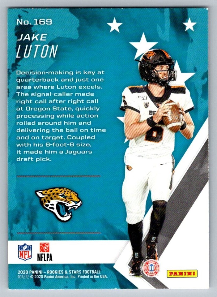 2020 Panini Rookies & Stars - Rookie #169 Jake Luton (RC) | eBay