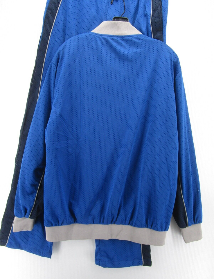 Stacy Adams Tracksuit Men XL Blue Silver Warm Up 2 Piece Mesh Jacket ...