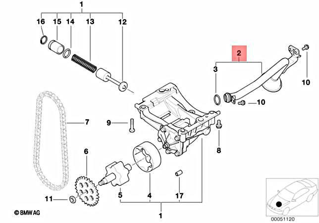 Genuine BMW E38 Lubrication System/Oil Pump Suction Pipe OEM ...